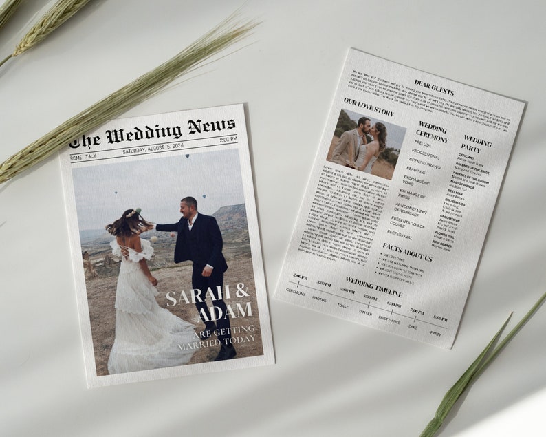 Newspaper Wedding Program Template Editable Wedding Ceremony - Etsy