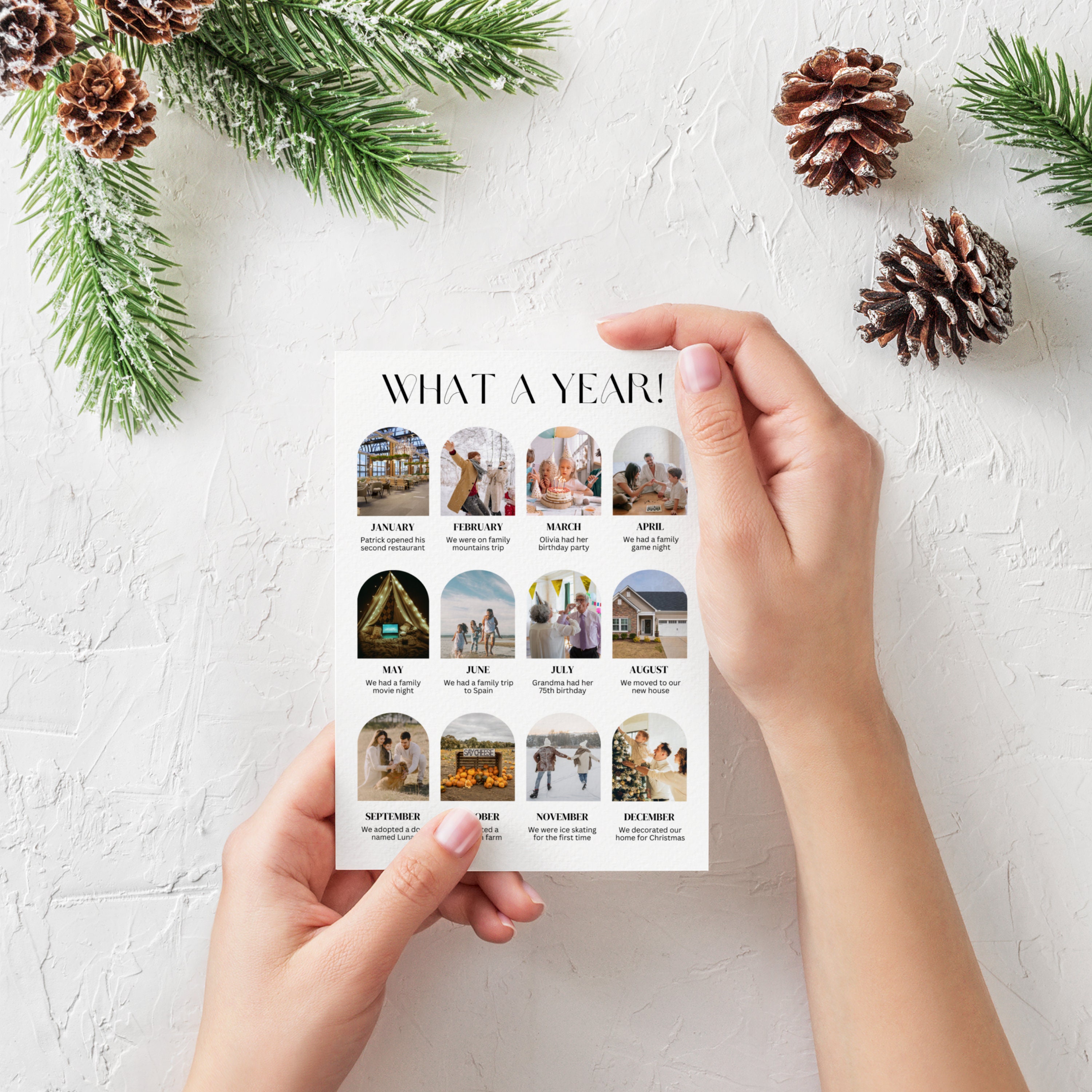 New Year Card Template, Year in Review Card Template, What A Year Card ...