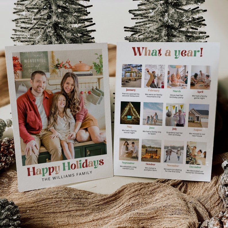 Year in Review Christmas Card Template, What A Year Card Photo Collage ...