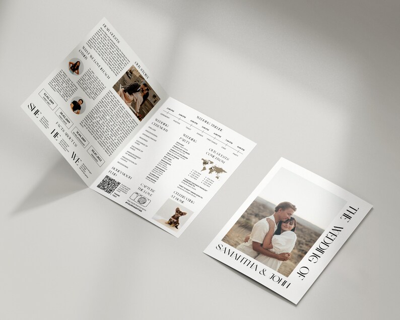 4 Pages Wedding Magazine Template, Folded Wedding Program Template ...