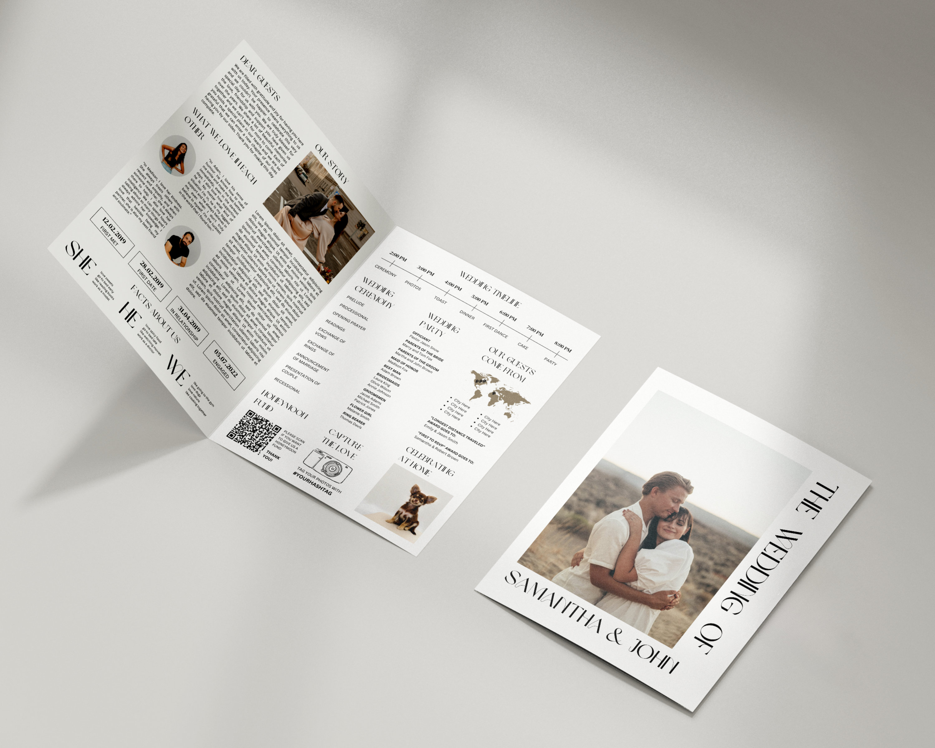 4 Pages Wedding Magazine Template, Folded Wedding Program Template ...
