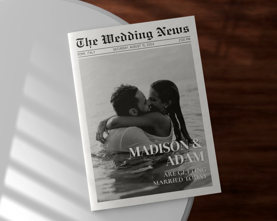 Newspaper Wedding Program Template, Editable Wedding Ceremony Program ...