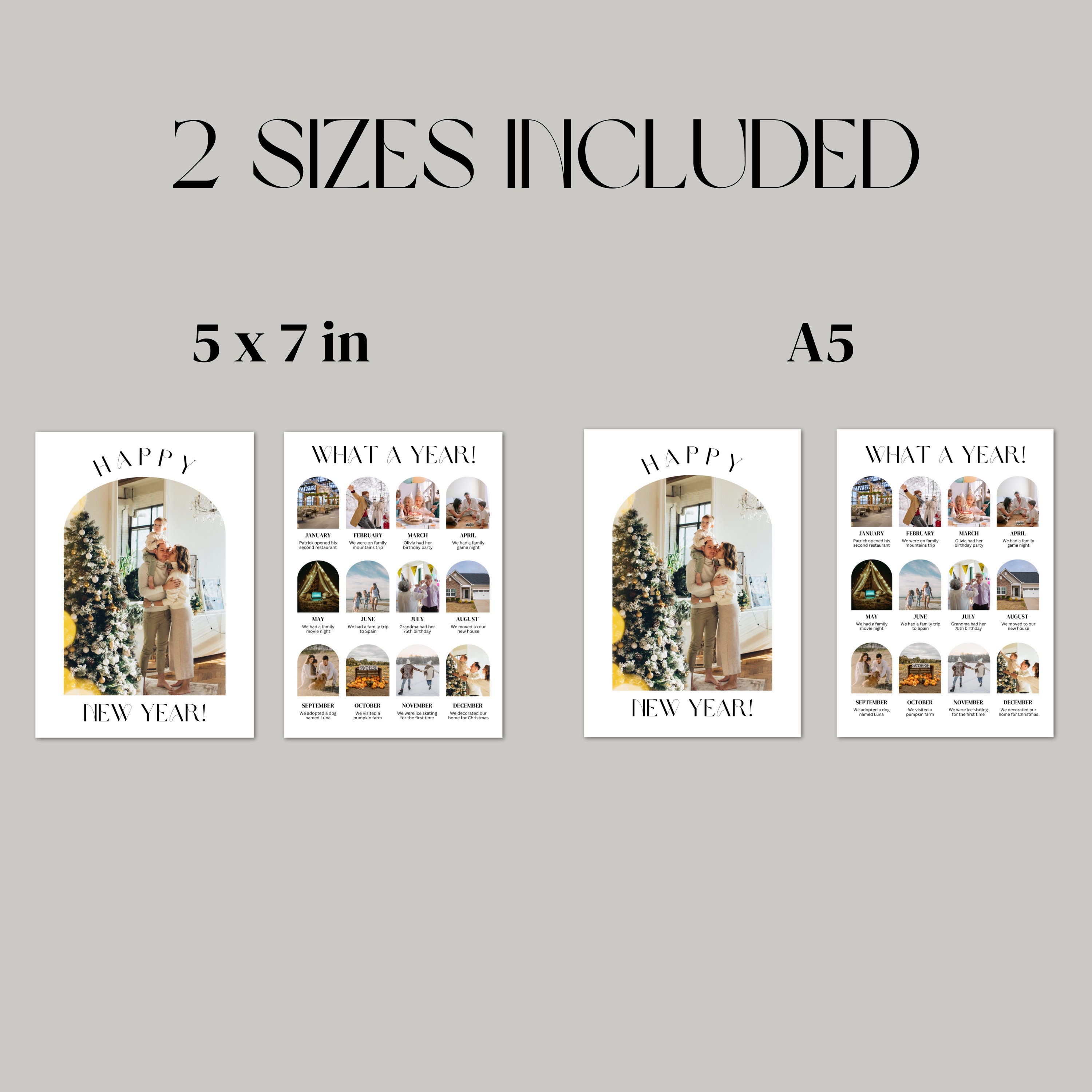 New Year Card Template, Year in Review Card Template, What A Year Card ...