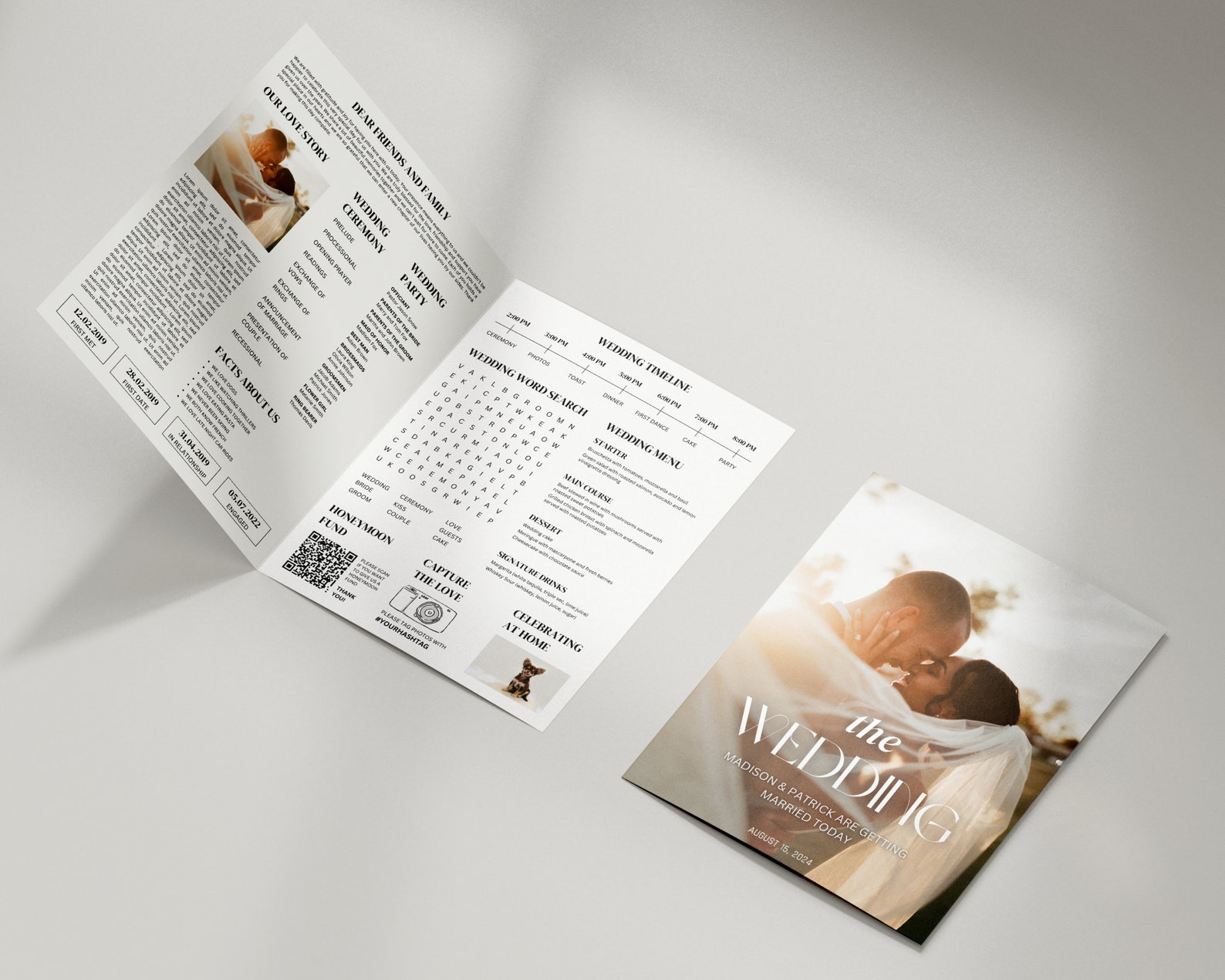 4 Pages Wedding Magazine Template, Folded Wedding Program Template ...