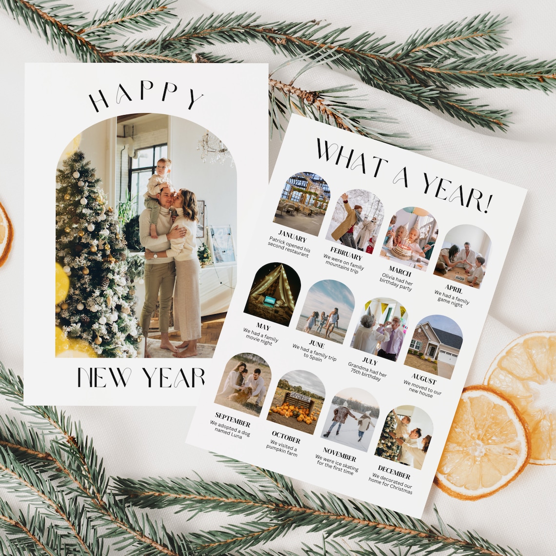 New Year Card Template, Year in Review Card Template, What A Year Card ...