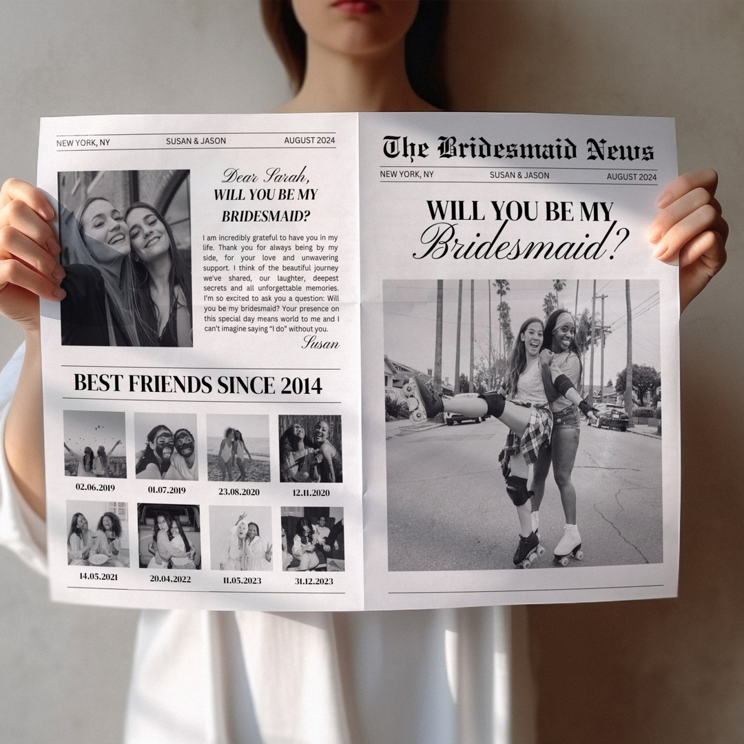 Bridesmaid Proposal Newspaper Template, Newspaper Flower Bouquet Wrap ...
