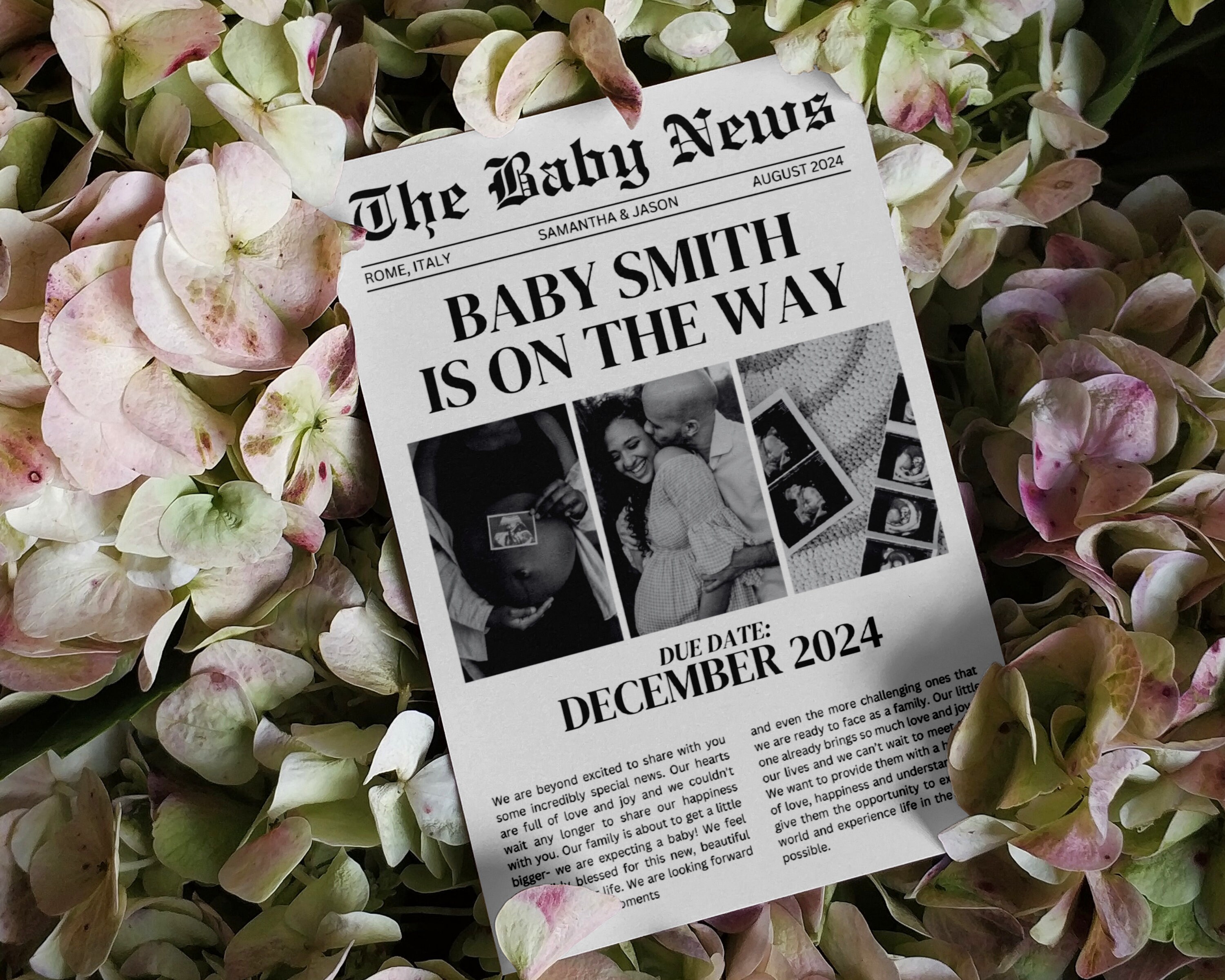 Newspaper Pregnancy Announcement Template: Baby Reveal, Canva Edit ...