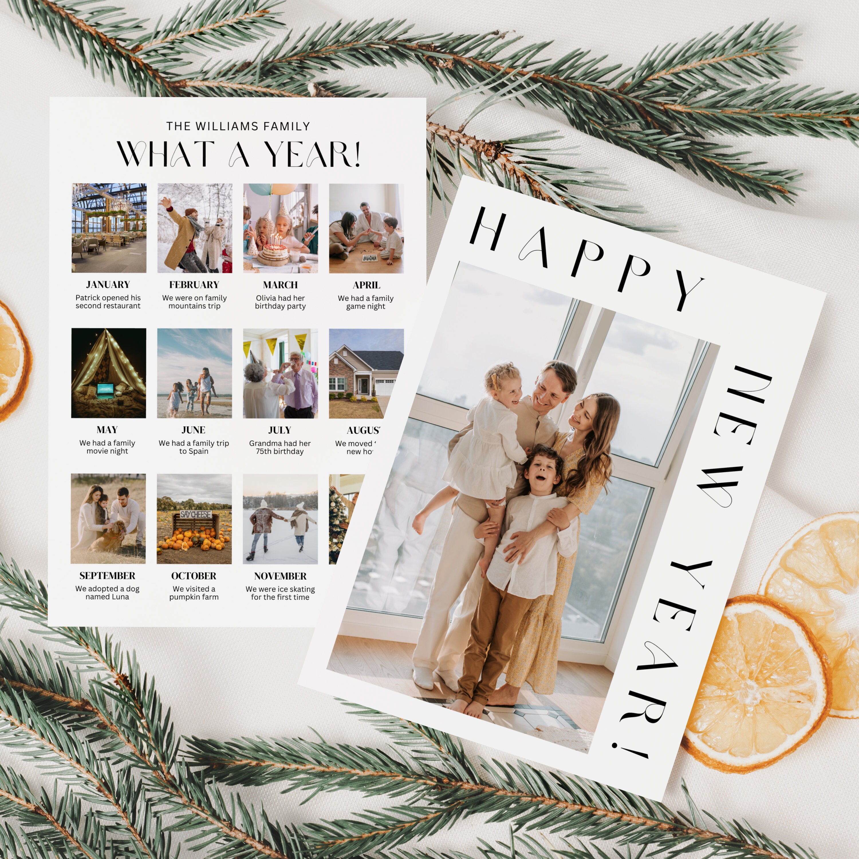 New Year Card Template, Year in Review Card Template, What A Year Card ...