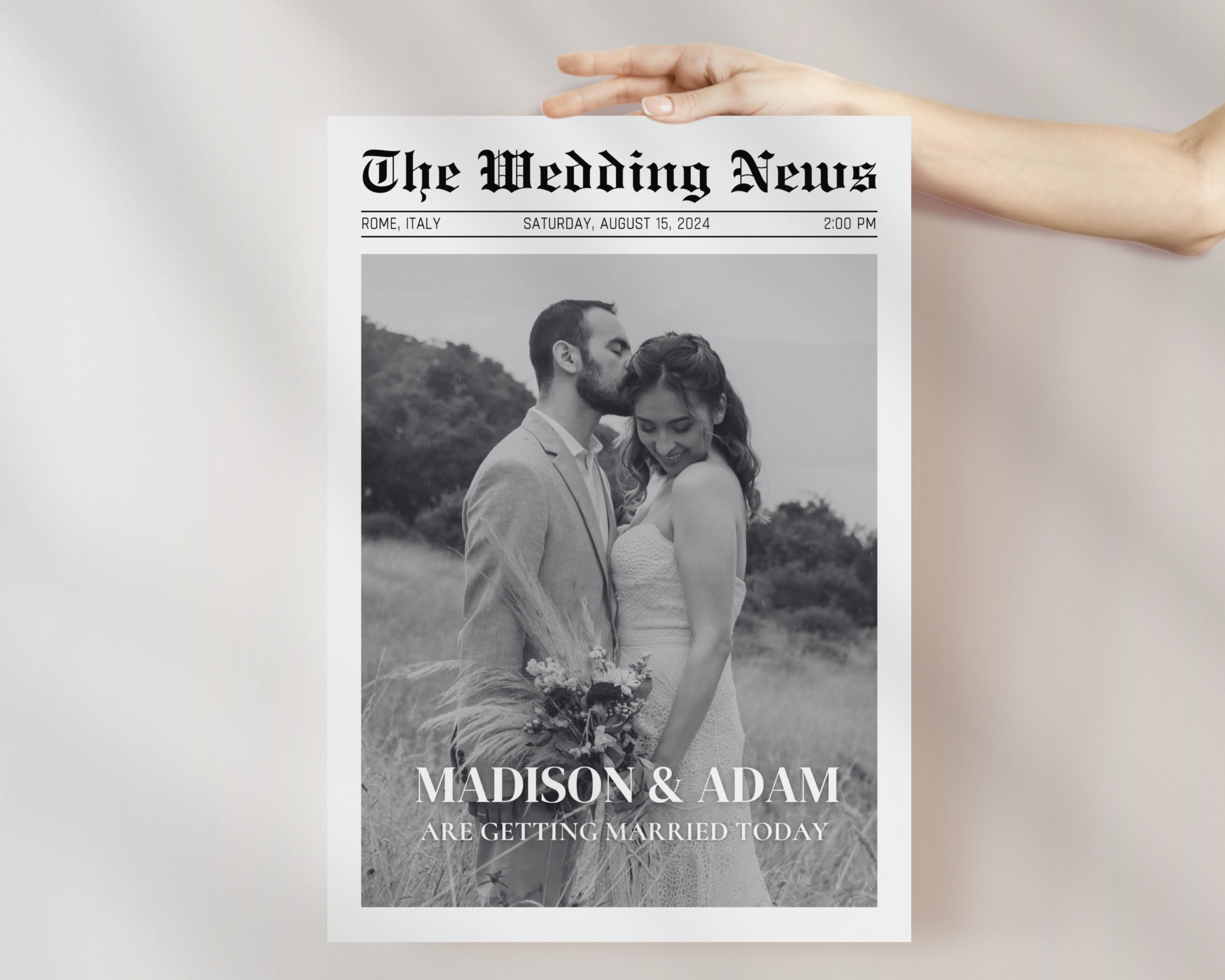 Newspaper Wedding Program Template, Editable Wedding Ceremony Program ...