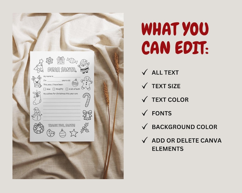 Letter to Santa Coloring Page Printable: Christmas Wish List for Kids ...