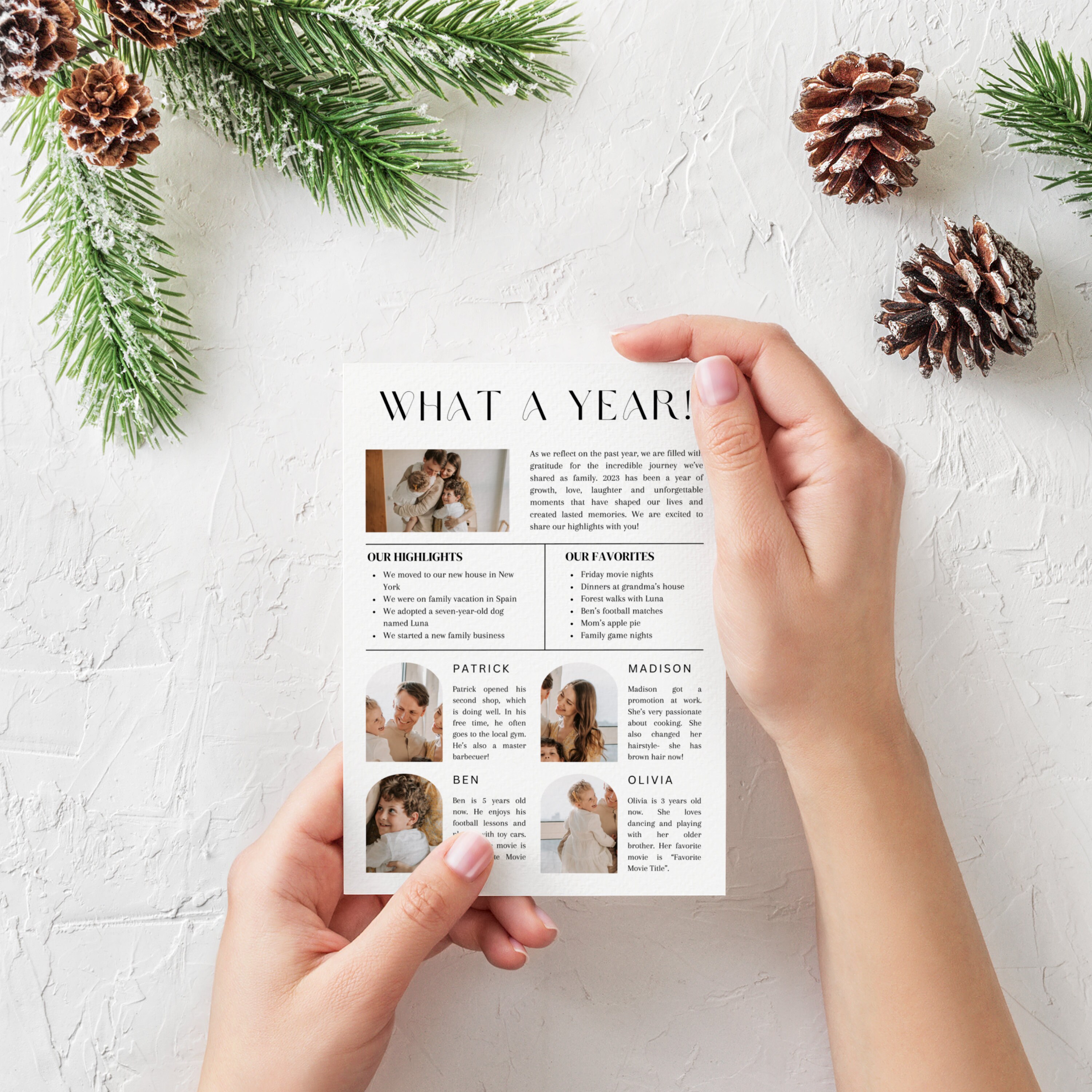 Year in Review Christmas Card Template, Christmas Newsletter, What A ...
