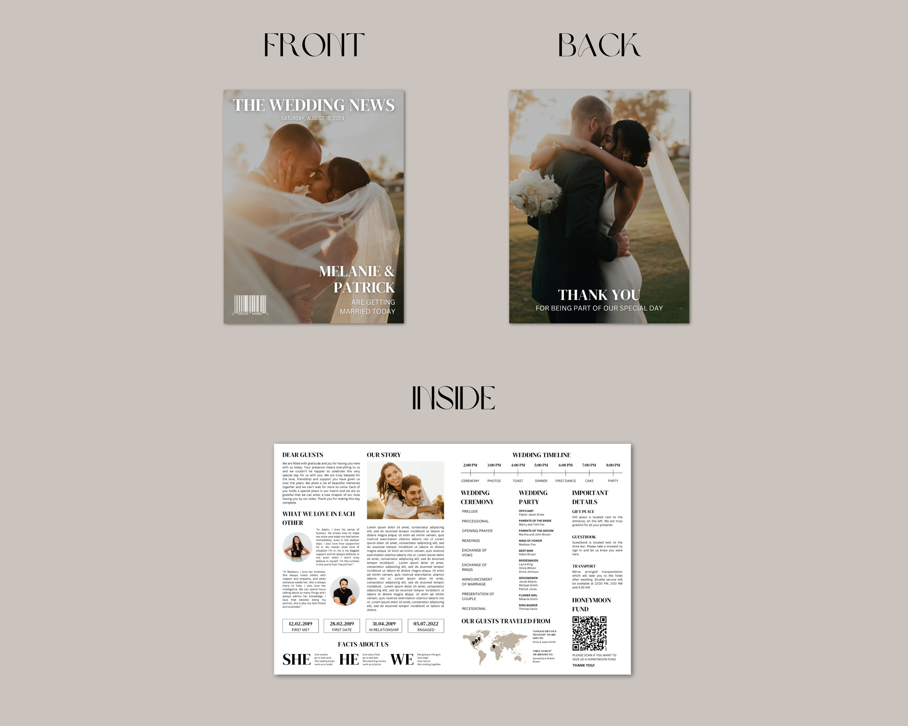 4 Pages Wedding Magazine Template, Wedding Program Template, Magazine ...