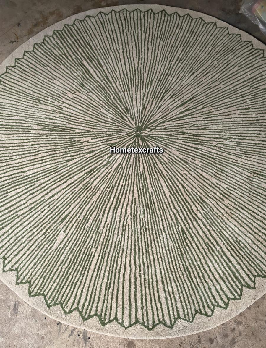 Sage Green Round Area Rug | Modern Sunburst Design - Etsy