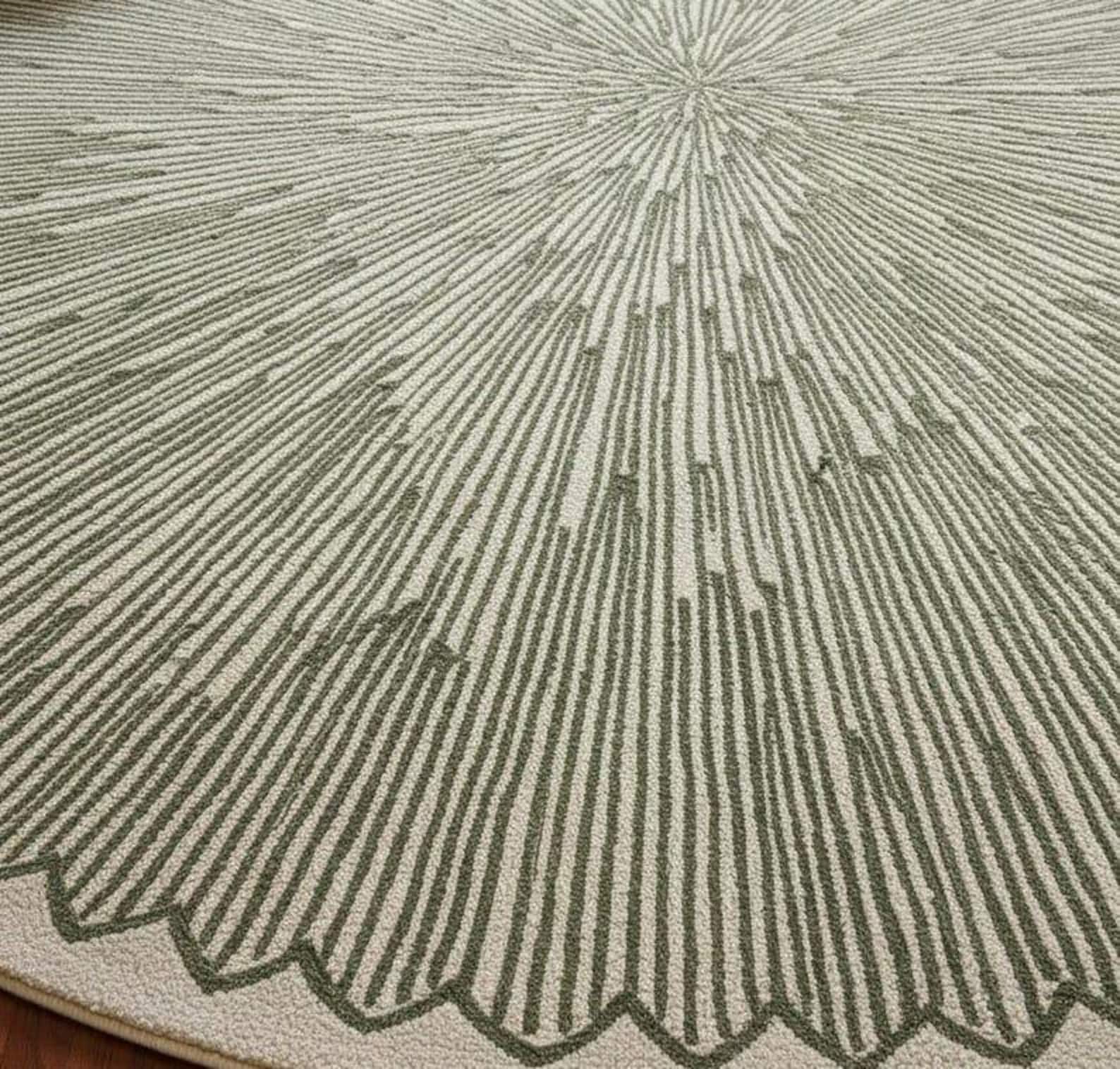Sage Green Round Area Rug | Modern Sunburst Design - Etsy