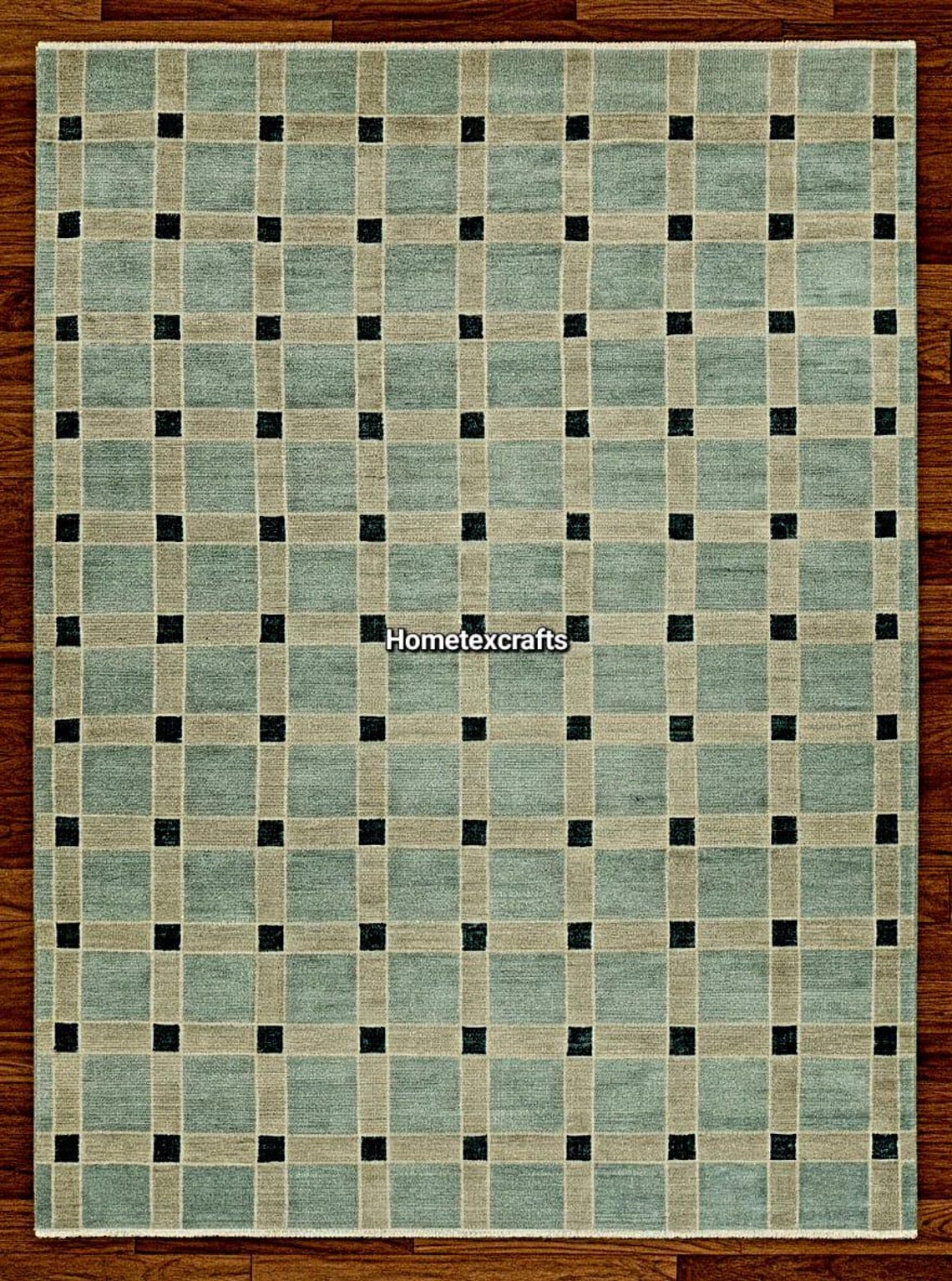 Blue Checkered Wool Rug, Handwoven Scandinavian Geometric Carpet - Etsy