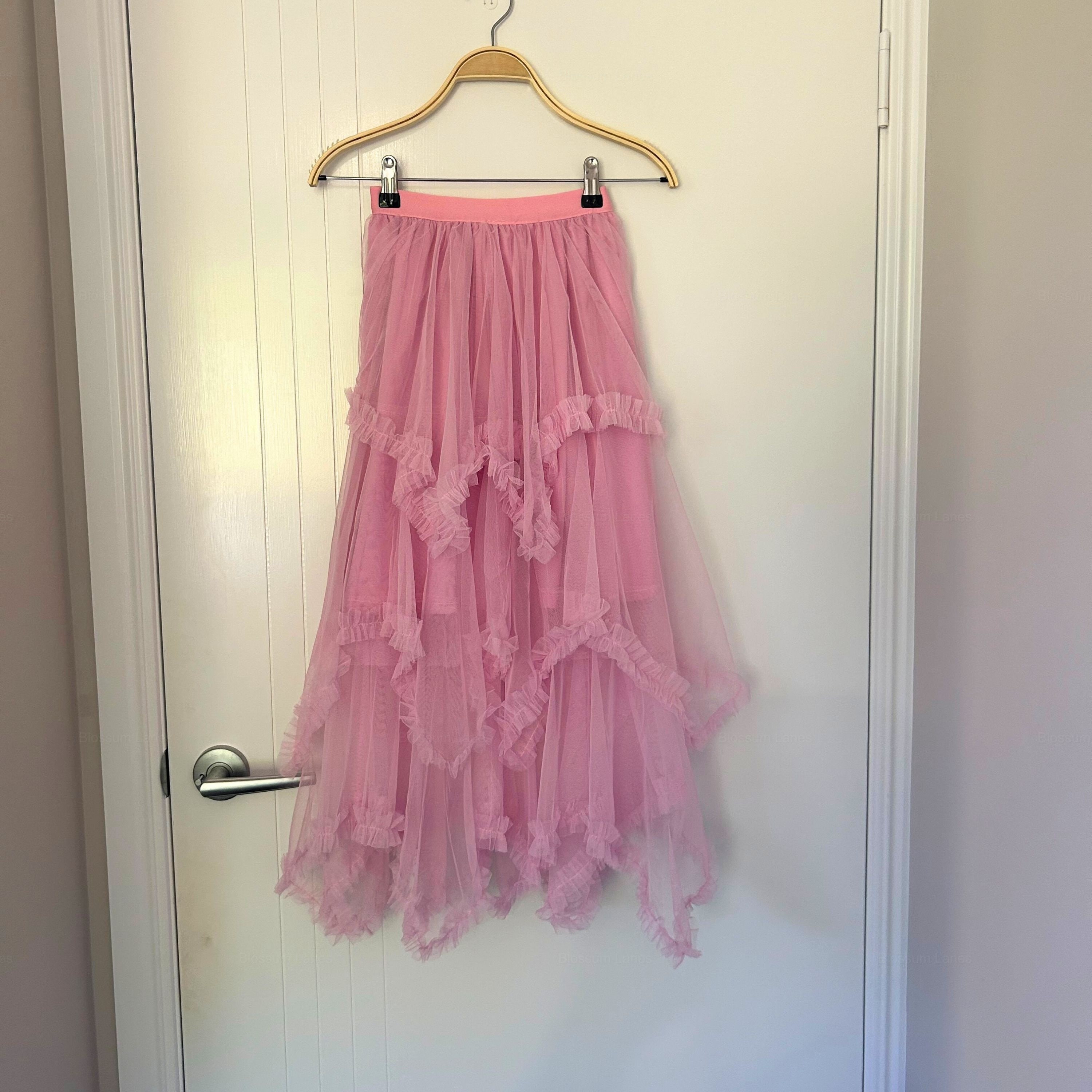 Pink Fairy Tulle Skirt Ruffle Tulle Midi Skirt Layered Renaissance ...