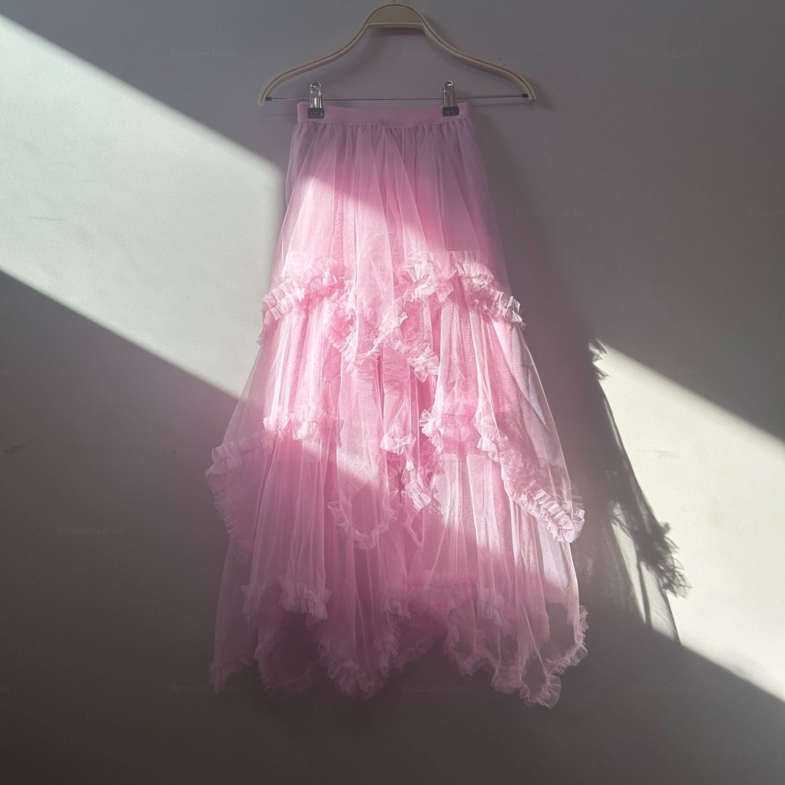 Pink Fairy Tulle Skirt Ruffle Tulle Midi Skirt Layered Renaissance ...