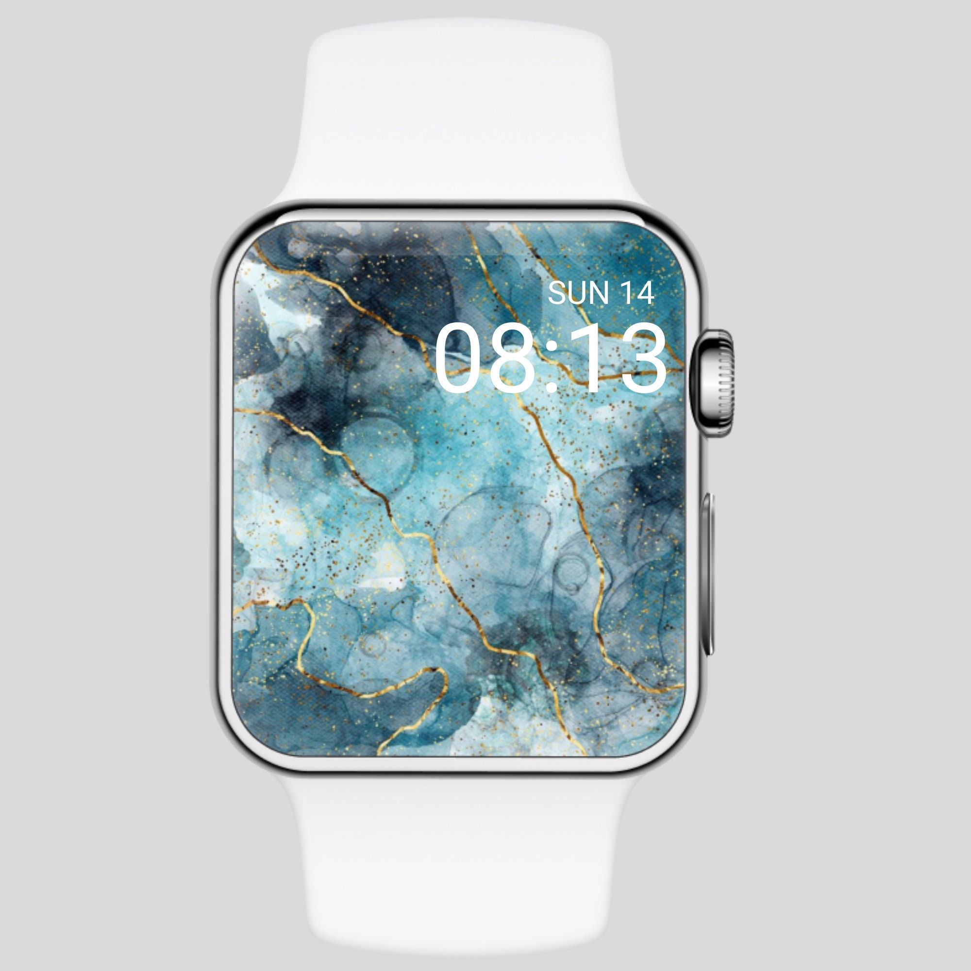Blue Gold Marble Apple Watch Wallpaper Abstract Smartwatch - Etsy