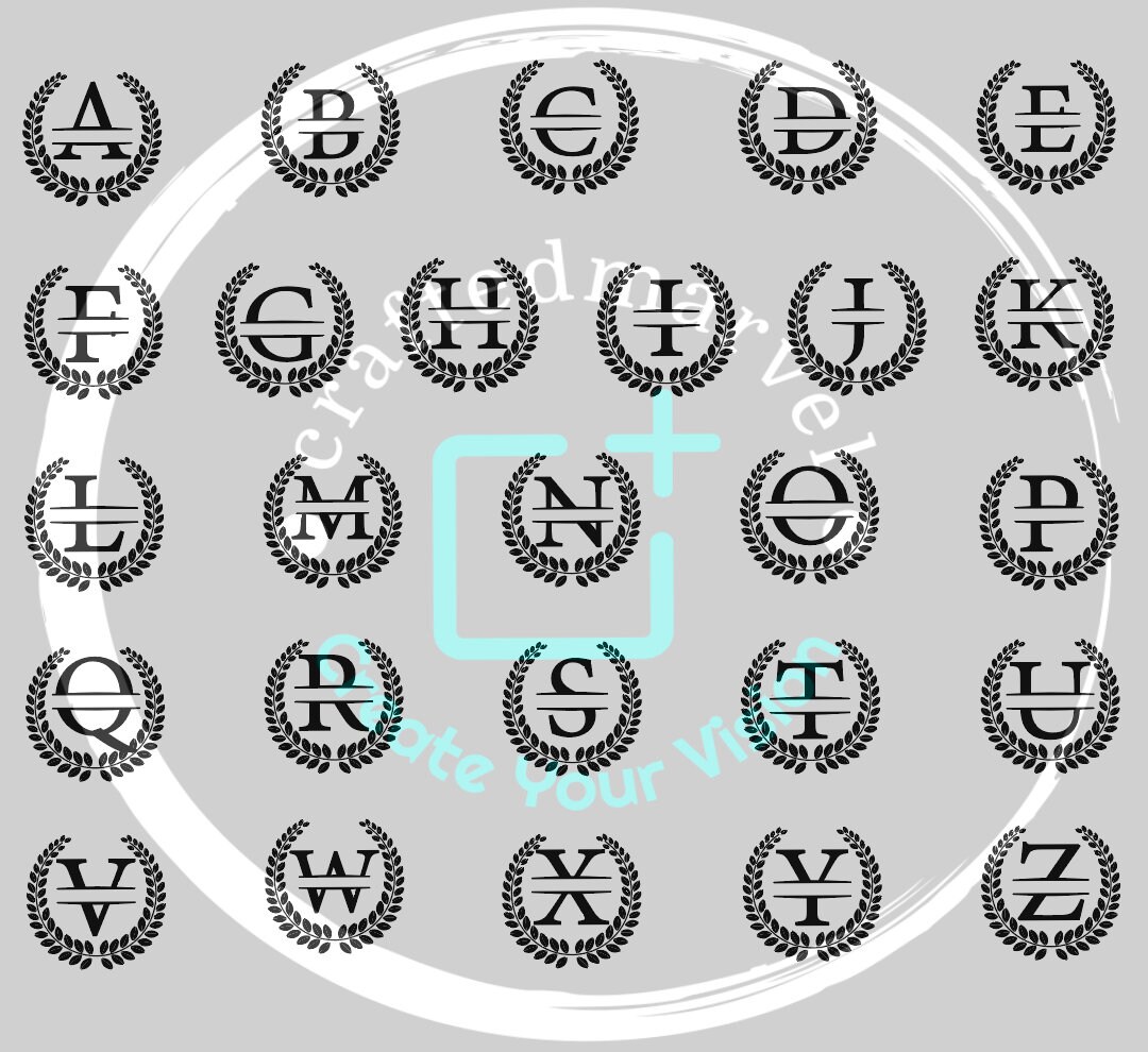 Split Monogram SVG/DXF/PNG 4 Split Monogram Frame Alphabet - Etsy