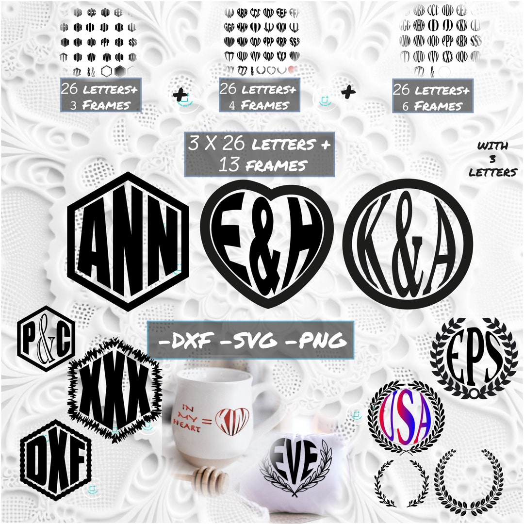 Monogram SVG Bundle, Letters Svg, Initial Monogram Svg, Alphabet Svg ...