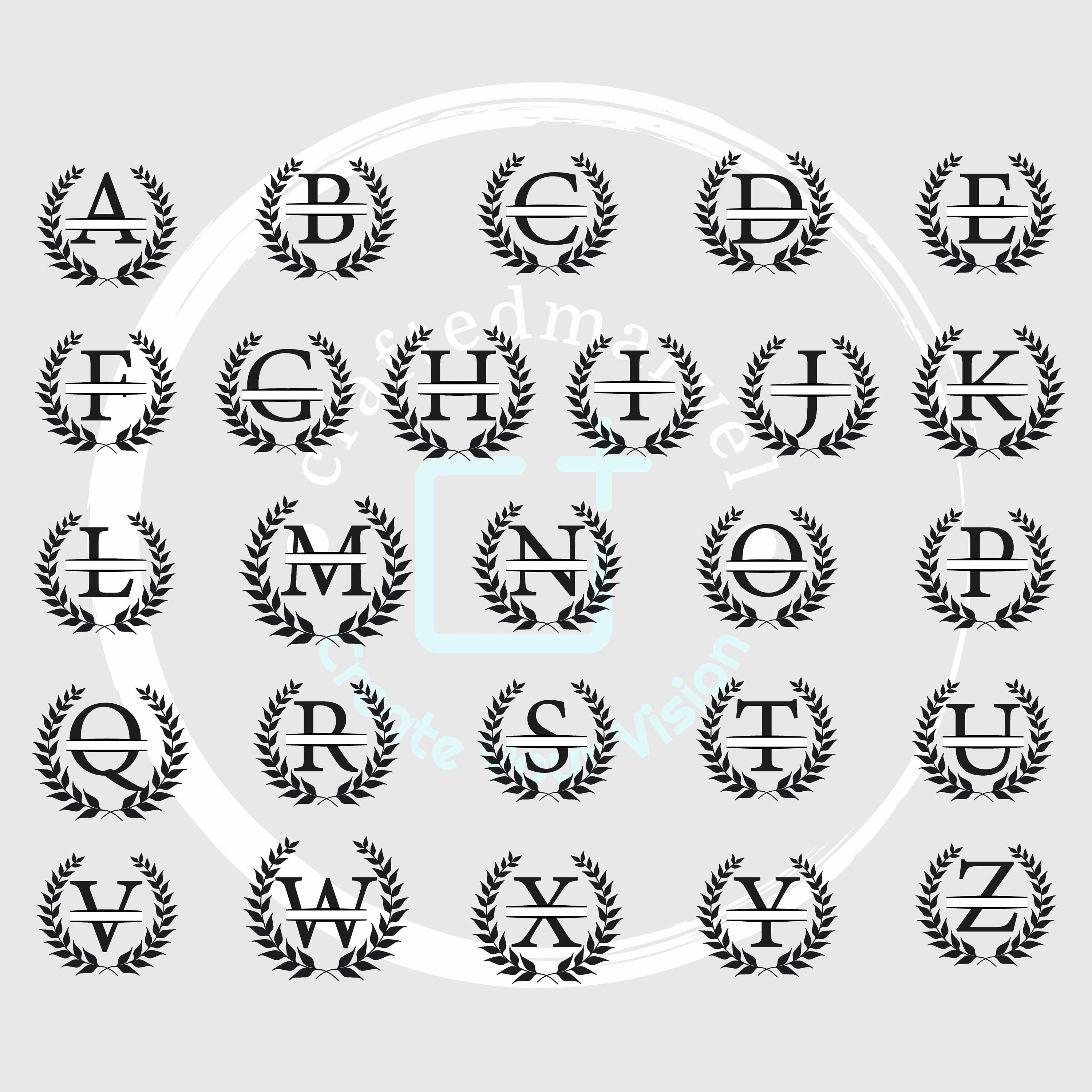 Split Monogram SVG/DXF/PNG, Split Monogram Frame Alphabet, Family ...