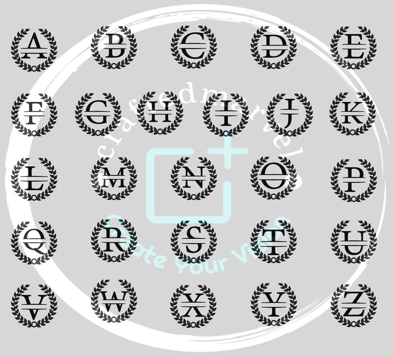 Split Monogram SVG/DXF/PNG 3, Split Monogram Frame Alphabet, Family ...