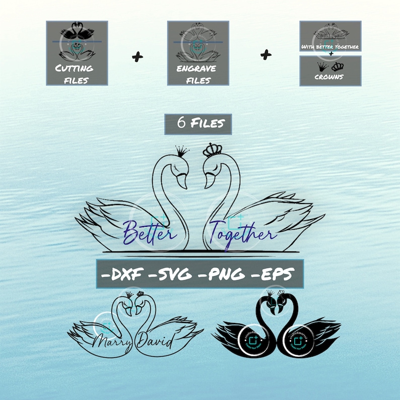 Mejor juntos svg, cisnes svg, amor cisnes svg, regalo de amor svg ...