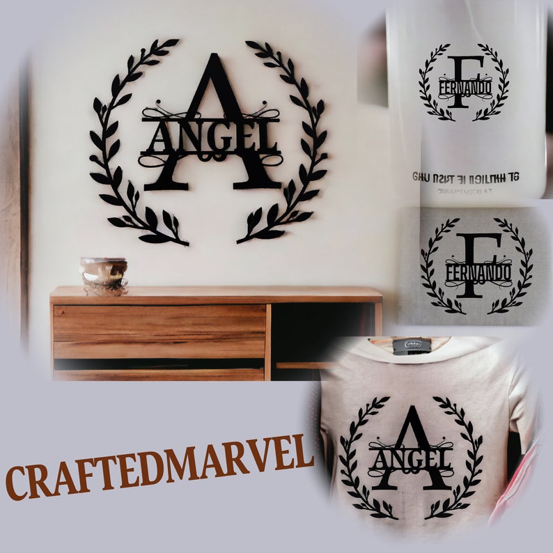 Split Monogram SVG/DXF/PNG, Split Monogram Frame Alphabet, Family ...