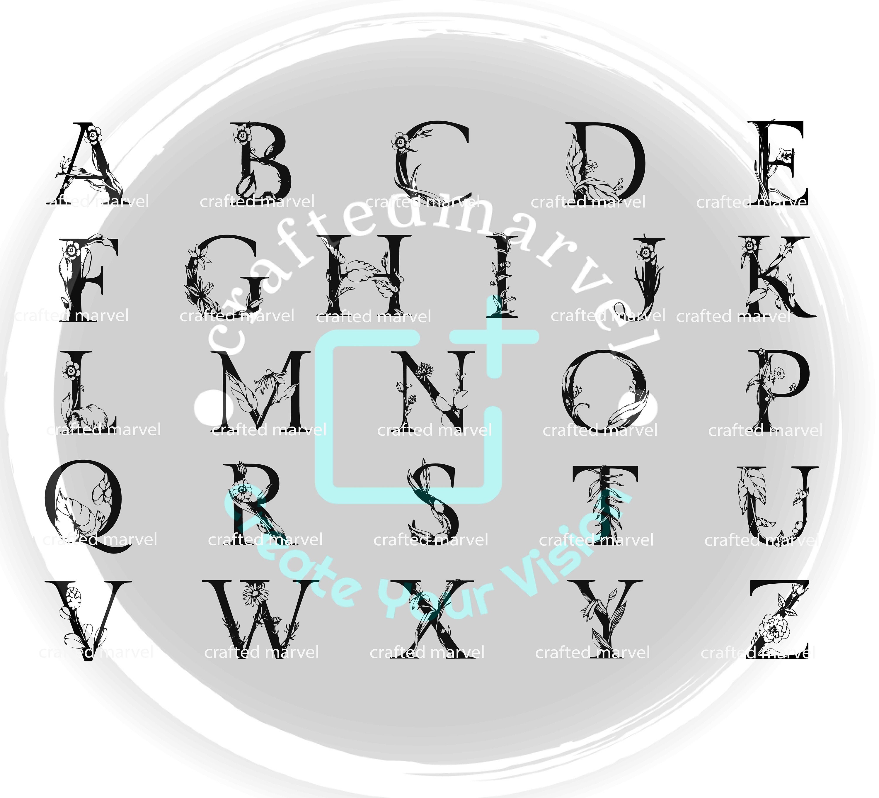 Flourish Svg, Initial Monogram Svg, Flower Letter Font,floral Alphabet ...