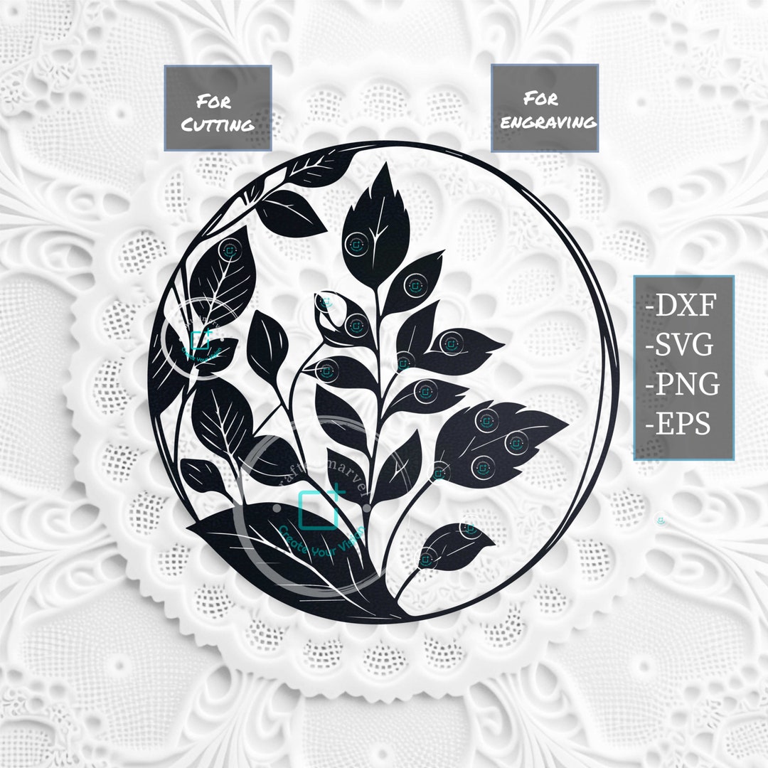 Elegant Leaf Circle Monogram - Engraving, Cutting, and Printing ...