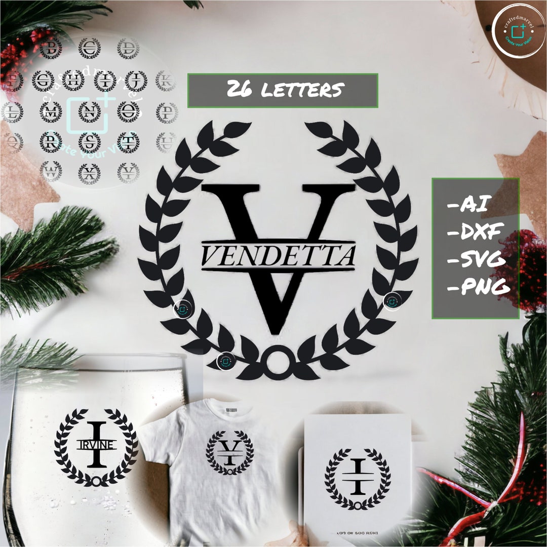 Split Monogram SVG/DXF/PNG 3, Split Monogram Frame Alphabet, Family ...