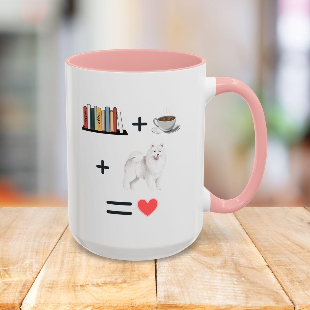 Samoyed Book Coffee Mug, Cute Personalized Bookish Gift for Books Lover ...
