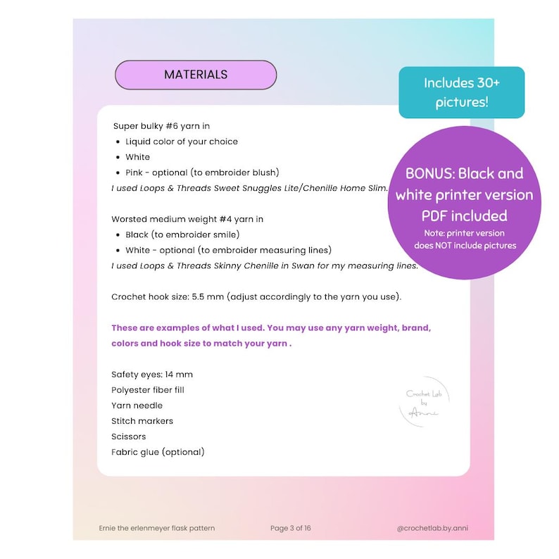 Erlenmeyer Flask Crochet Pattern: Chubby Cartoon Style (DIGITAL PDF ...