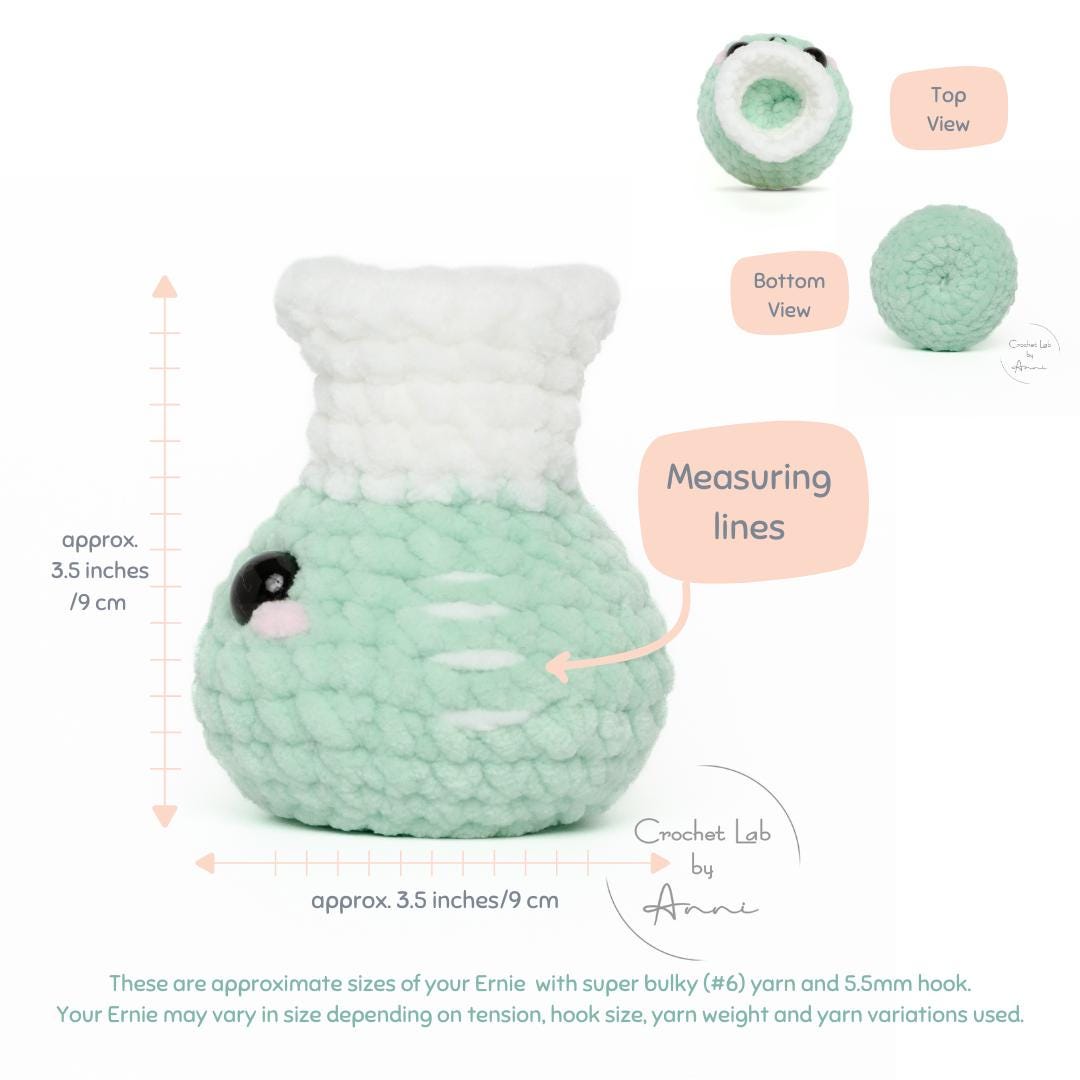 Erlenmeyer Flask Crochet Pattern: Chubby Cartoon Style (DIGITAL PDF ...
