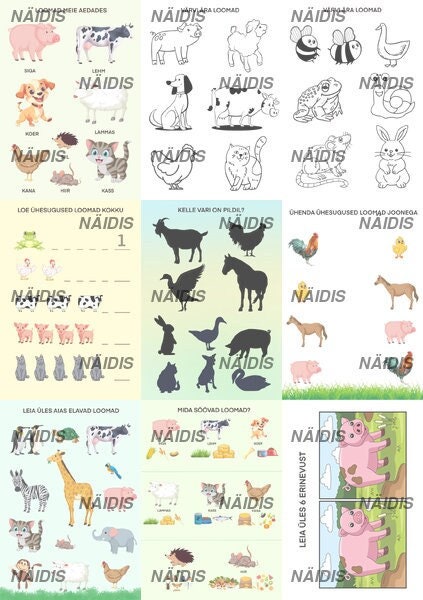 Laste Töölehed Teemal: Taluloomad Ja Loomad Meie Aias - Etsy