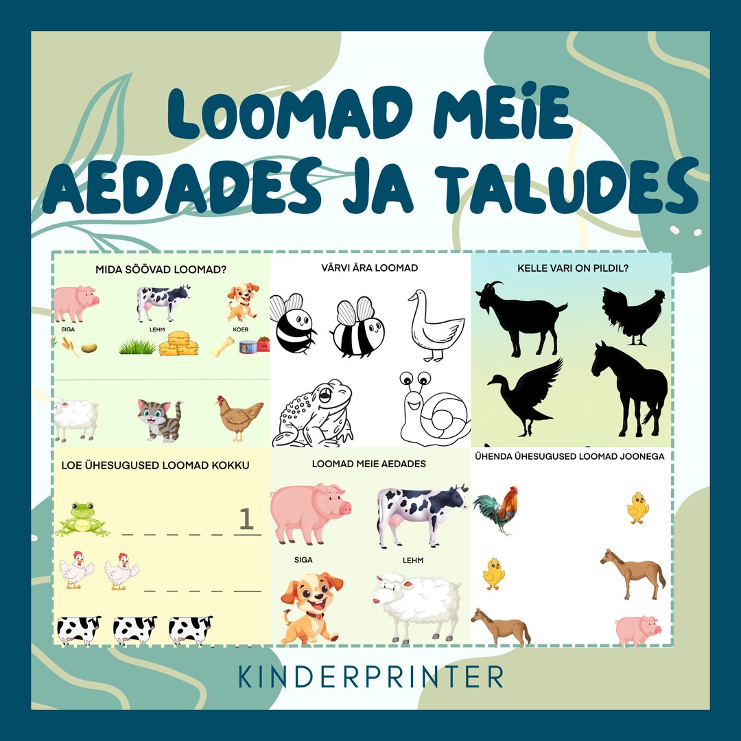 Laste Töölehed Teemal: Taluloomad Ja Loomad Meie Aias - Etsy