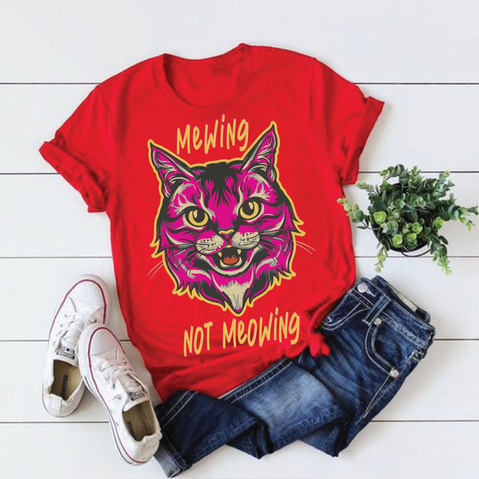 Funny Cat Meme Shirt Mewing Not Meowing Cat, Trend Gift T-shirt for Pet ...