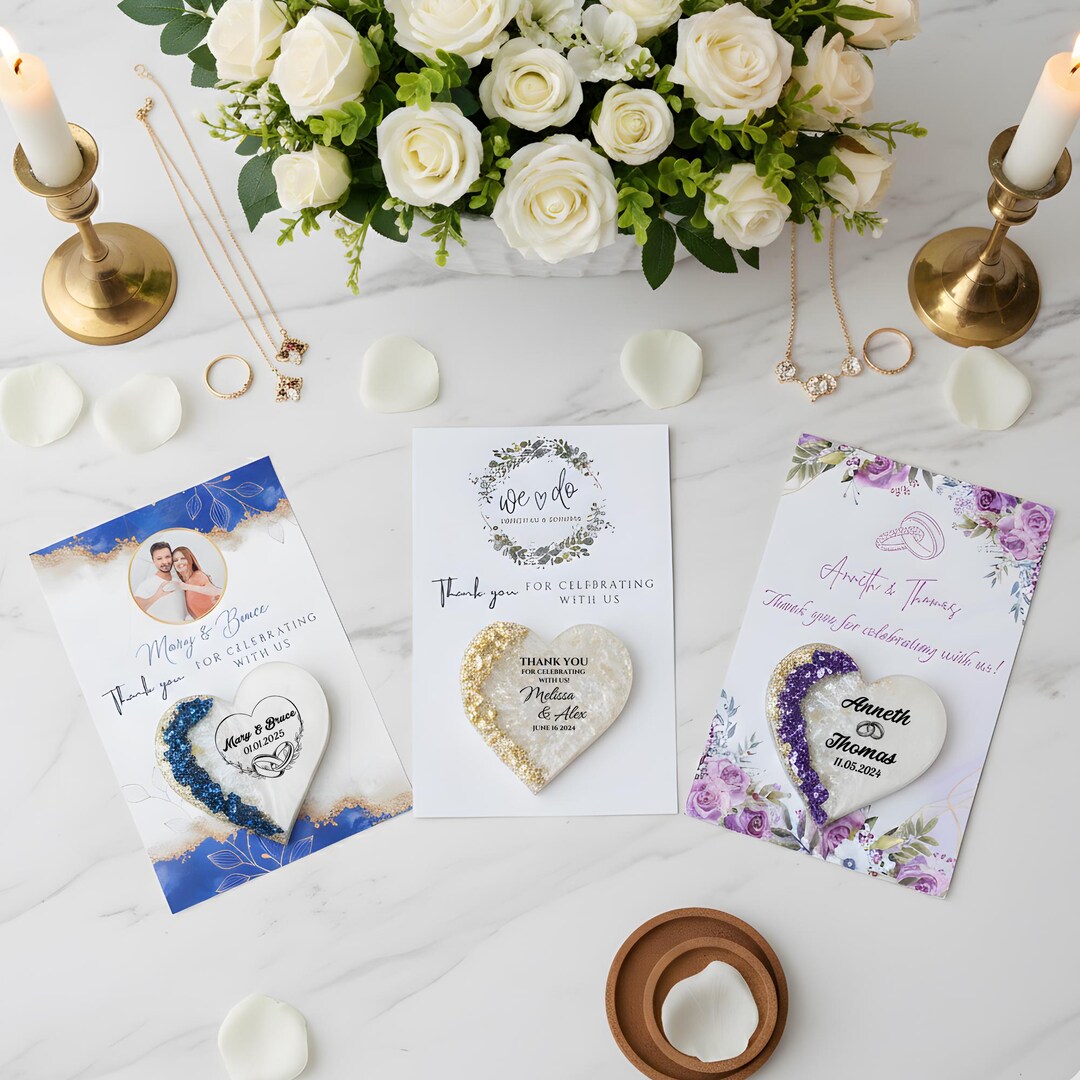 Wedding Magnet Favor for Guests Personalized Wedding Gift Epoxy Magnet ...