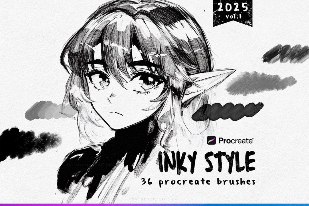 Procreate Brushes - Inky Style Vol.1, Procreate Ink Brushes, Procreate Illustration Brushes ...