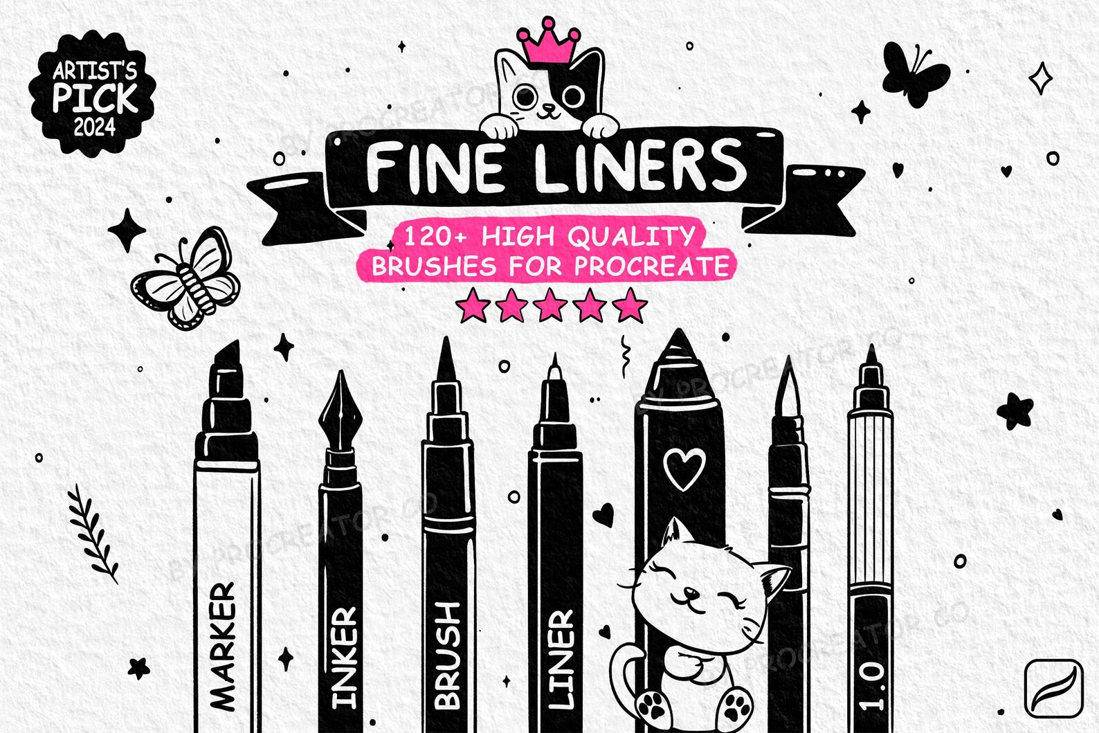 120+ Fine Line Procreate Brushes, Procreate Micron, Line Art Brushes ...