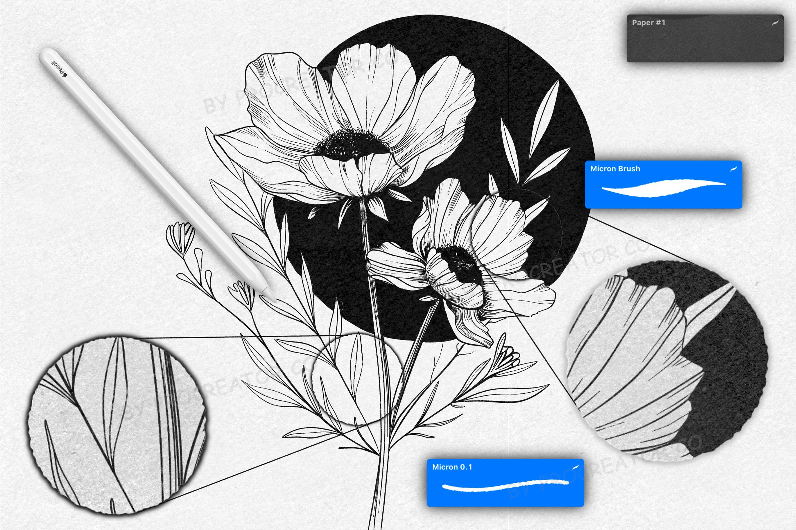 120+ Fine Line Procreate Brushes, Procreate Micron, Line Art Brushes ...