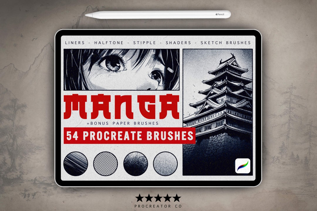 Manga Brushes for Procreate, Halftone Procreate Brushes, Manga Comic ...