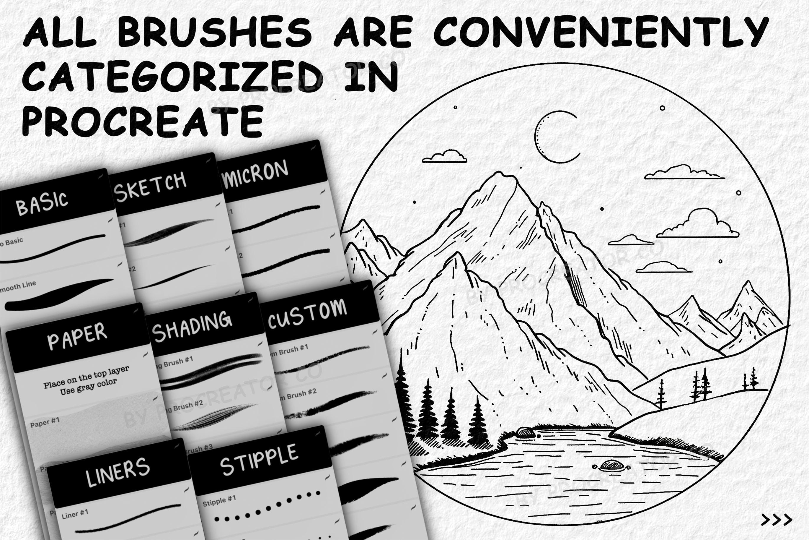 120+ Fine Line Procreate Brushes, Procreate Micron, Line Art Brushes ...