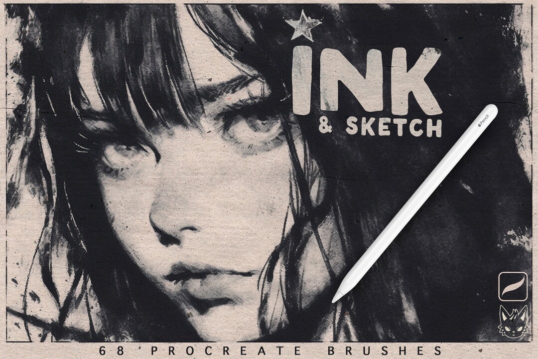 68 Ink Brushes for Procreate, Alcohol Markers Procreate, Line Art Procreate Brushes, Ink Brush ...