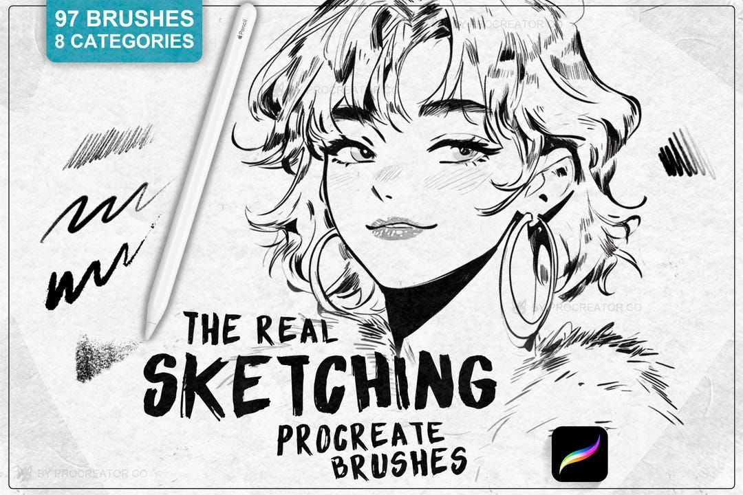 The Real Sketching Procreate Brushes, Digital Brushes, Sketch Brush Set, Procreate Doodle ...