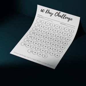60 Day Challenge Printable Portrait, Goal Setting, Progress Tracker ...