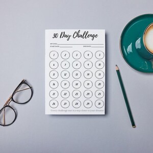 30 Day Challenge Printable Portrait, Goal Setting, Progress Tracker ...