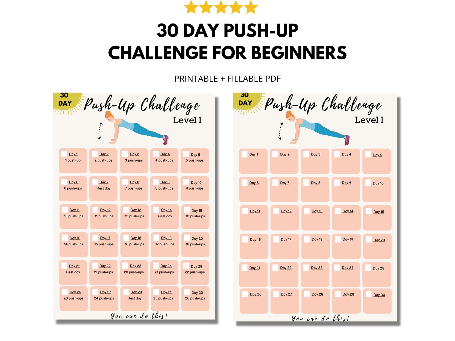 30 Day Push up Challenge | Push up Workout Digital | Workout Challenge ...