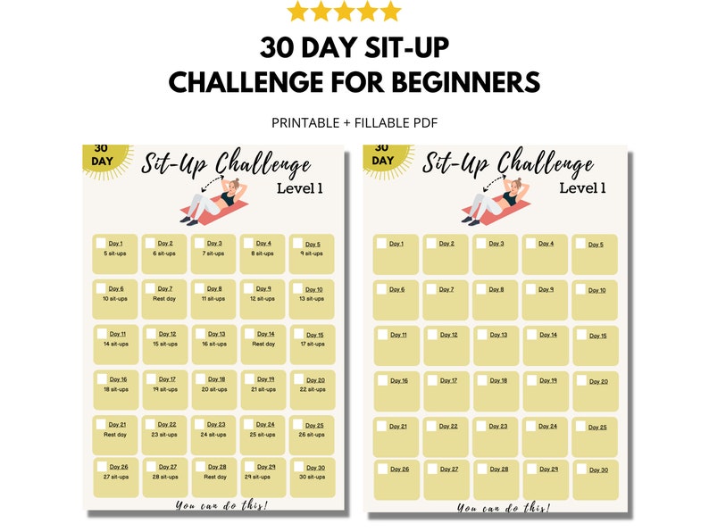 30 Day Sit up Challenge for Beginners | Situp Workout Digital | Workout ...