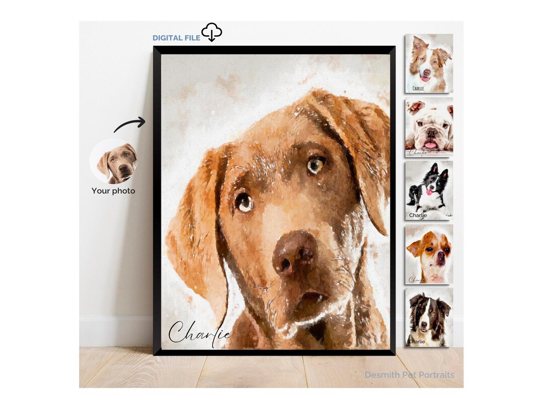 Personalized Pet Portrait From Photo Custom Dog and Cat Portrait ...